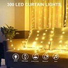 300 LED Curtain Fairy Lights Music String Light 17key Remote Xmas Party ...
