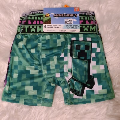 Minecraft Boys Athletic Boxer Briefs 4pk Size: 6 NEW | eBay