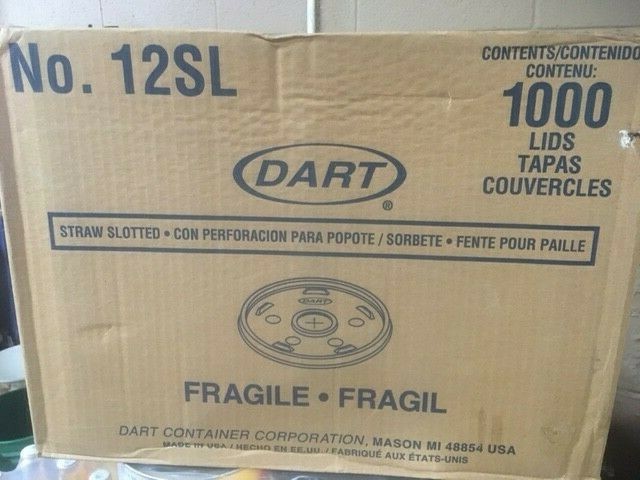 Dart 12SL Plastic Lids 1600 for 12oz Hot/cold Foam Cups Slip-thru Lid ...