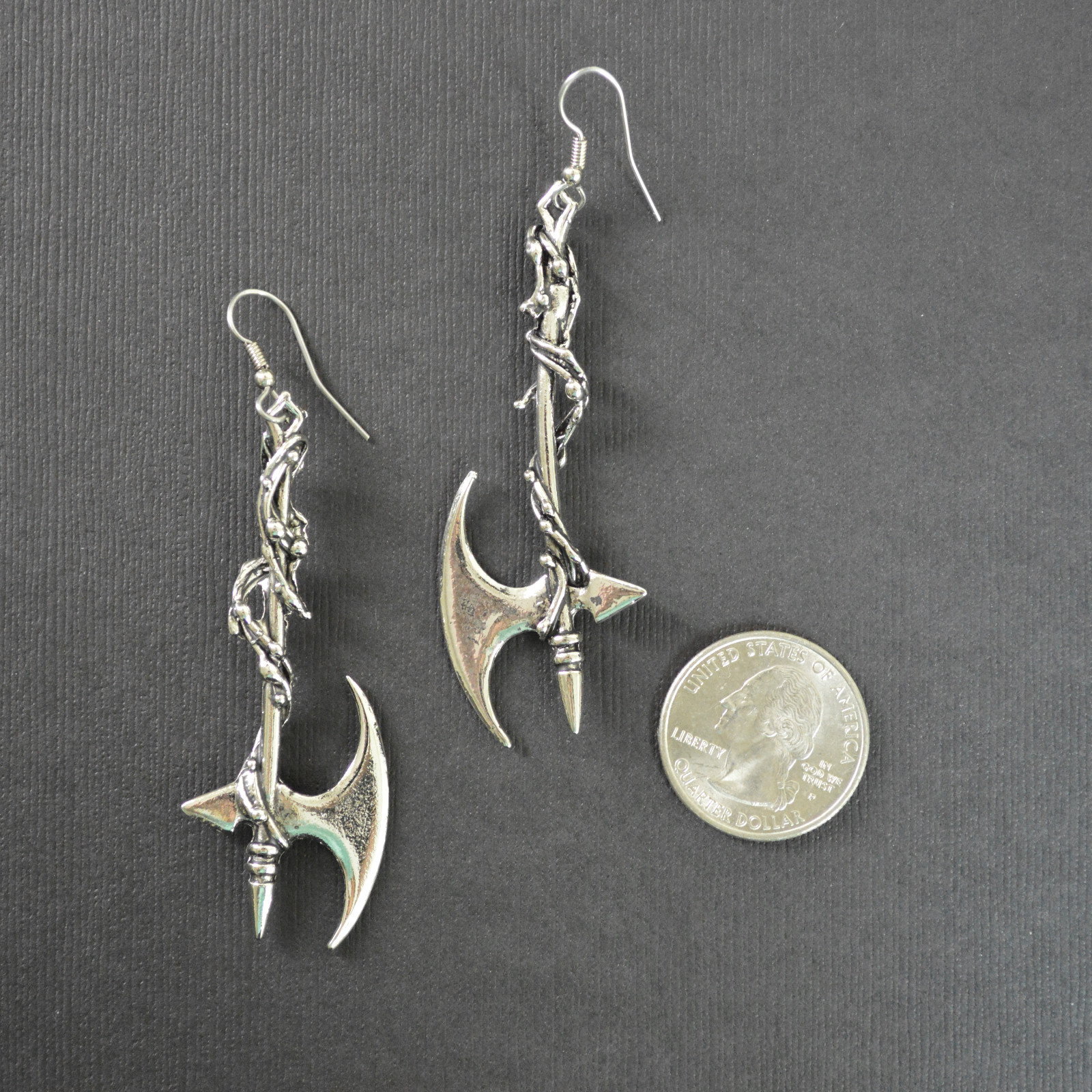 Gothic Vine Wrapped Executioner's Axe Pewter Dangle Earrings #803 | eBay