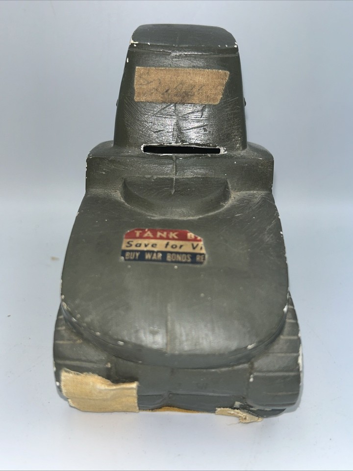 MTB-WWII Cast Iron Tank Bank Save For Victory Buy War Bonds US Original ...