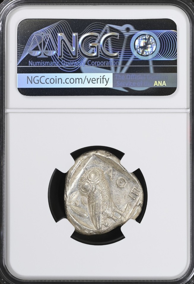 ATTICA Athens 440 Athenian OWL Crest NGC XF Ancient Silver Tetradrachm ...