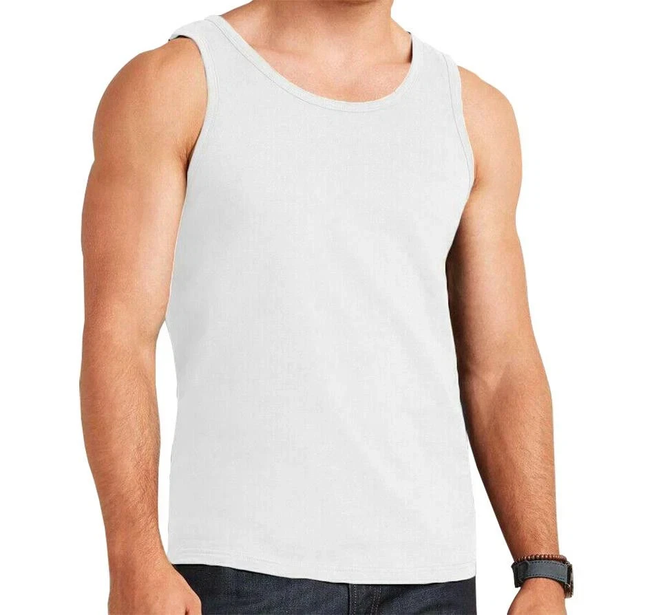 Men Vest Tops Classic 100% Plain Cotton Vests Summer Training Gym Tank ...