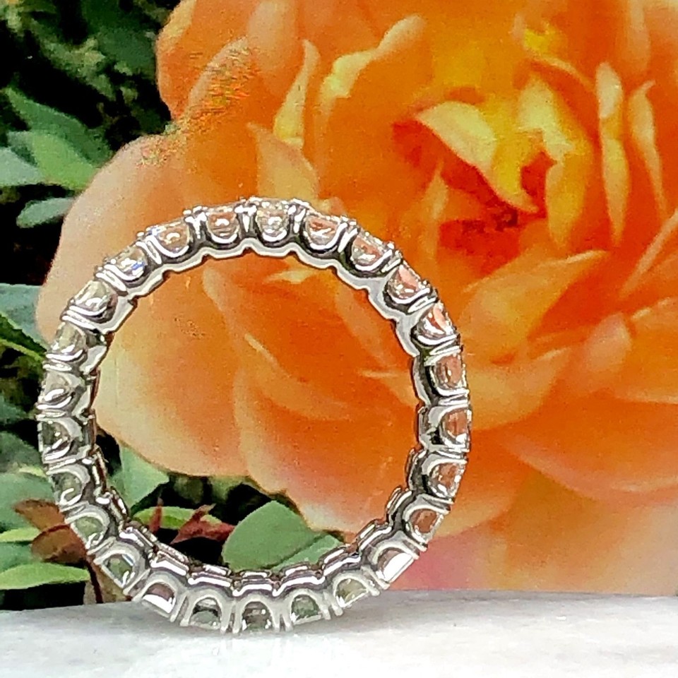 4Ct White Emerald Cut CZ Eternity Wedding Band Ring In Solid 925 ...