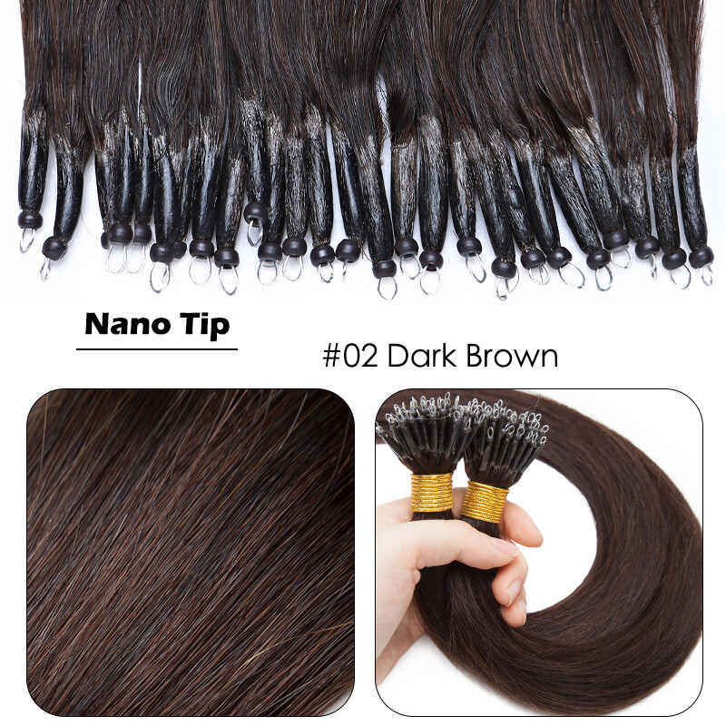 Invisible Nano RIng Nano Beads HUman Hair Remy Extensions FULL Head ...