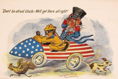 Teddy Roosevelt & Uncle Sam in Speeding Car - 4 x 6 inch Photo Print | eBay
