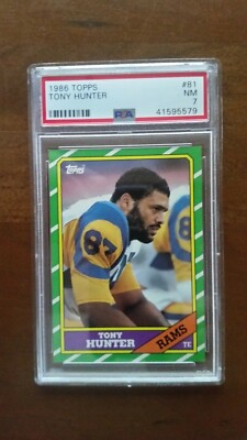 Tony Hunter 1986 Topps Football Card #81 PSA Graded Near Mint "7" NFL L ...