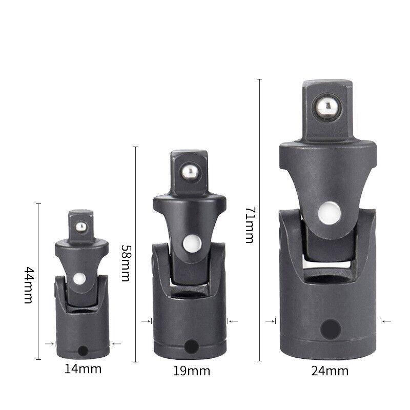 3Pcs Universal Joint Swivel Socket Adapter Set 1/4" 3/8" 1/2" Impact ...