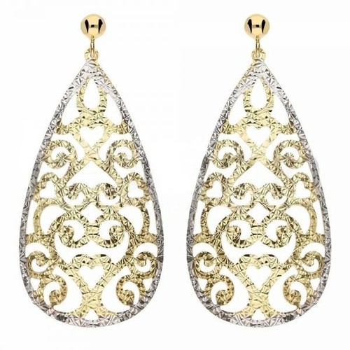 Women's Plate Earrings in 18K White and Yellow Gold | eBay