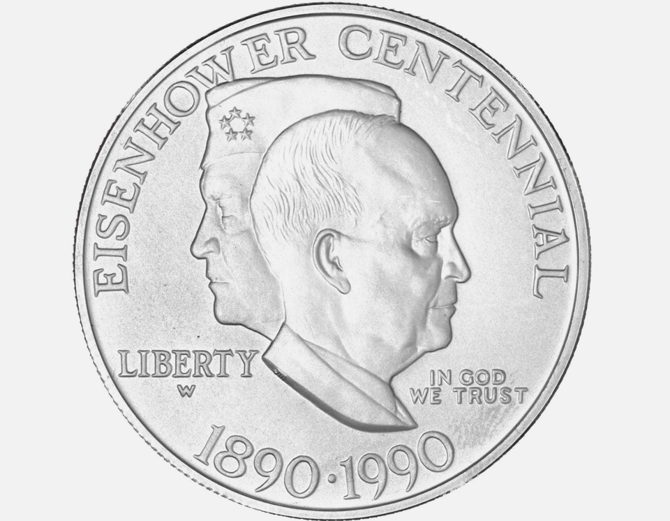 US Mint Eisenhower Centennial Proof Silver Dollar Coin 1990 W/COA and ...