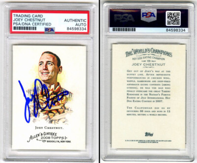 Joey Chestnut SIGNED 2008 Topps Allen & Ginter Card Hot Dog PSA/DNA ...