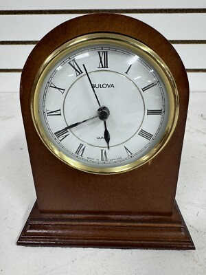 Bulova Mantle Clock Brown Wood Case – Battery Operated Tested Works ...