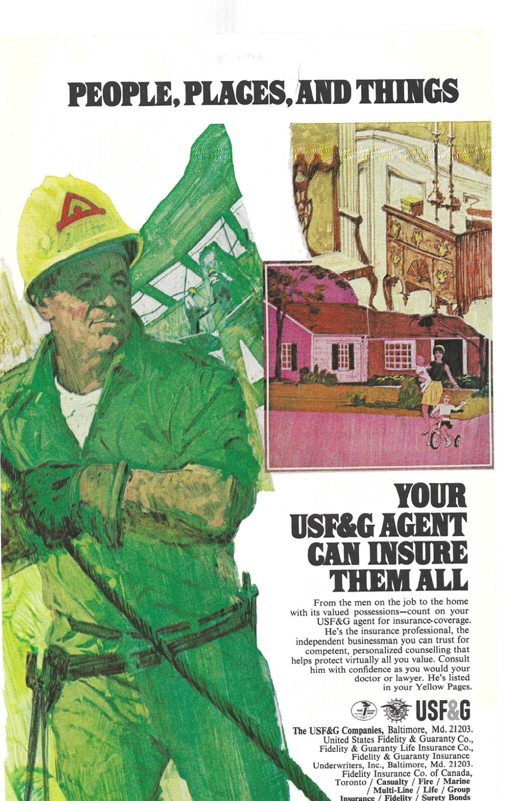 1969 USF&G Insurance Company Vintage Color Print Ad Ephemera | eBay