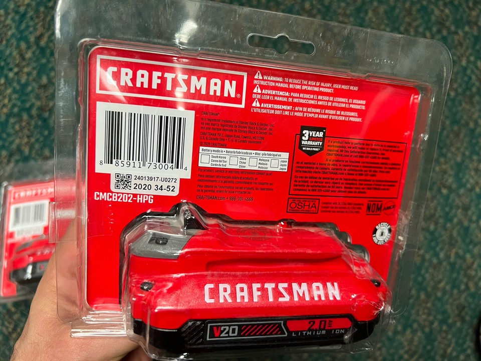 2X Craftsman CMCB202-HPG V20 2.0Ah Lithium Ion Batteries New! Free ...