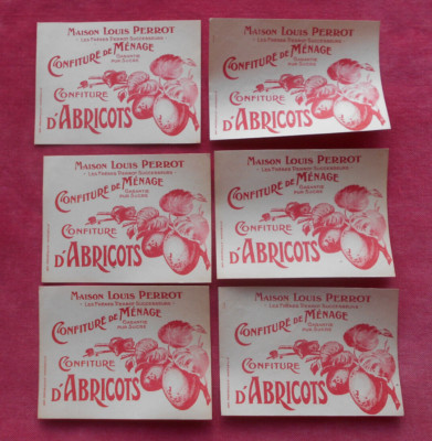 Confiture d ' Abricots - LOUIS PERROT : 6 Etiquettes Anciennes ! | eBay