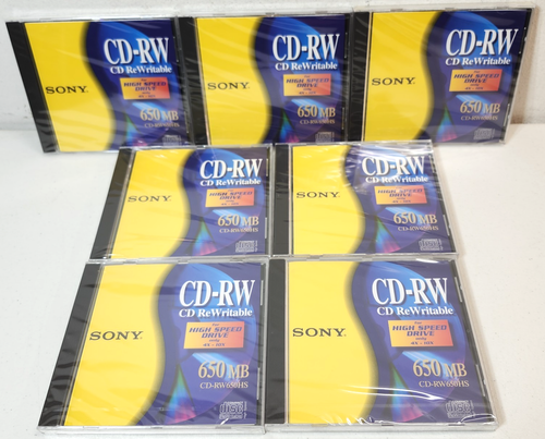 Sony CD-RW 650 MB Lot of 7 Rewritable Discs Factory Sealed Brand New | eBay