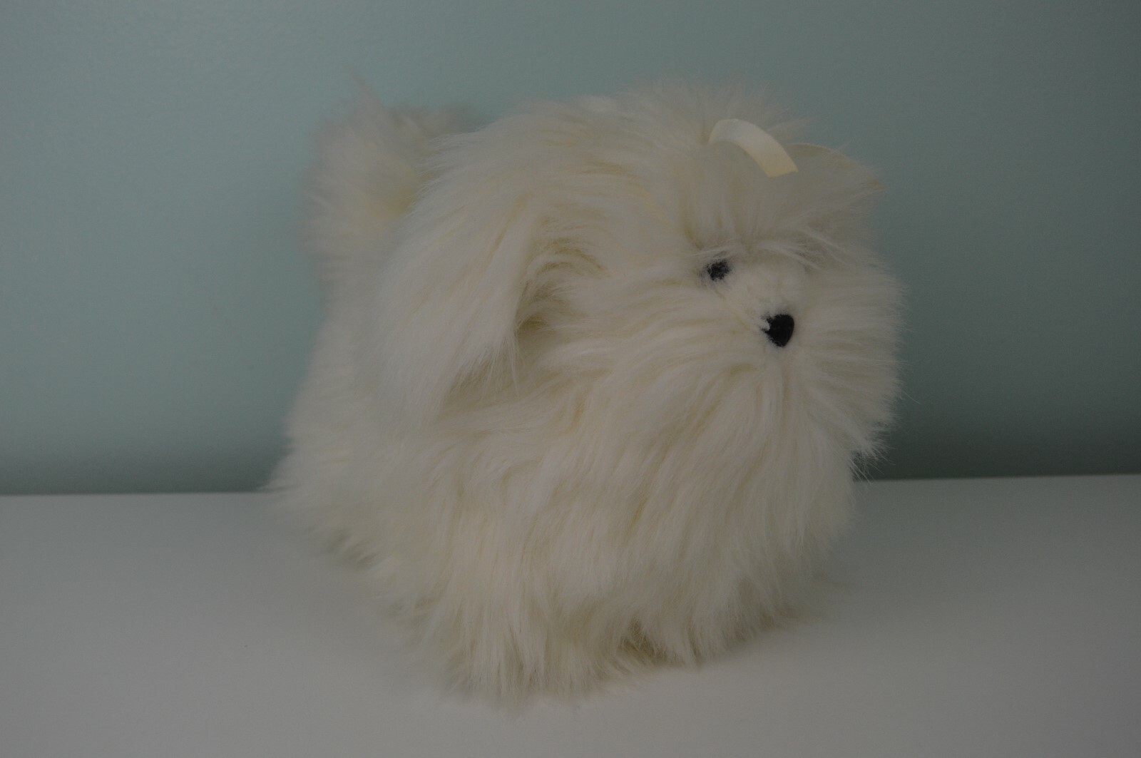 Vintage 1984 Dakin White Puppy Dog Plush Stuffed Animal Toy Long Hair ...