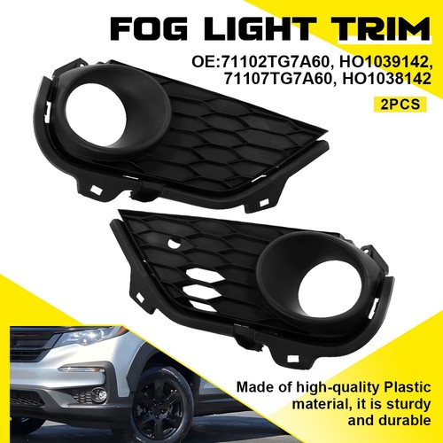 Black Front Bumper Fog Light Cover For 2019-2022 Honda Pilot Left Right ...