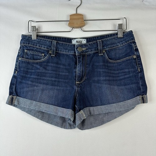 Paige Denim Shorts 27 Blue Jimmy Jimmy Short Rolled Cuff Cuffed ...