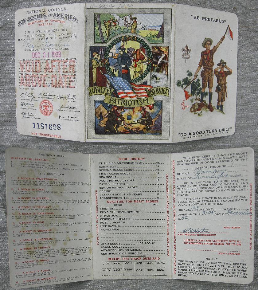 1933 BSA Membership Card Mario Novalesi | eBay