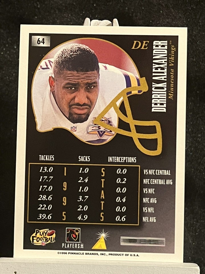 1996 Pinnacle Summit #64 Derrick Alexander Minnesota Vikings Football ...