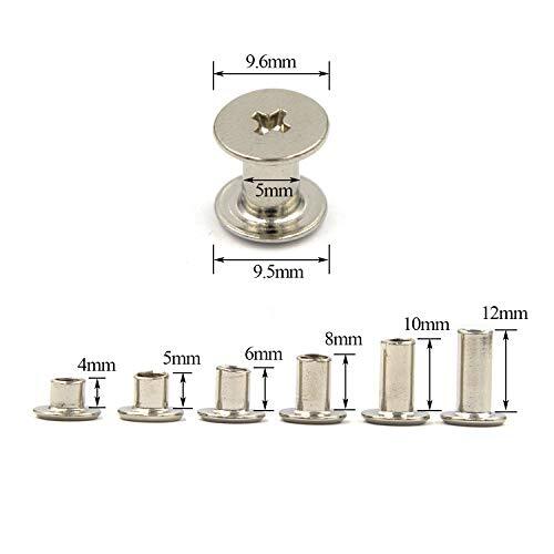 90 Sets Chicago Screws Assorted Kit 6 Sizes Silvery Leather Rivets 3 ...