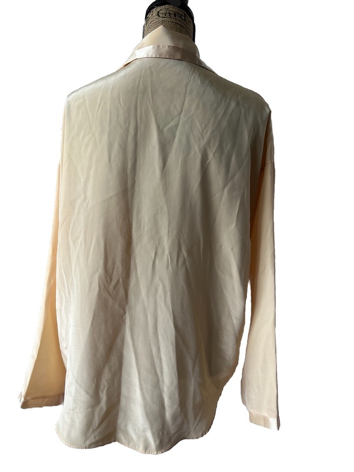 Victorias Secret Butter Yellow Satin Lounge Shirt Button Up Size Large ...