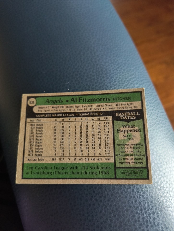 AL FITZMORRIS 1979 TOPPS #638 FREE SHIPPING | eBay