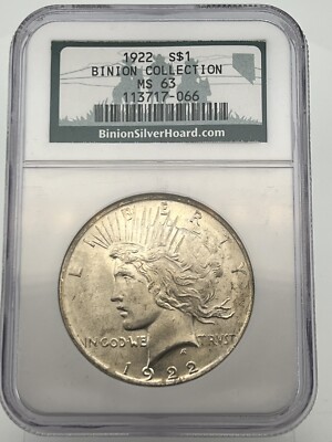 1922 Peace Dollar Binion Silver Hoard - NGC MS63 | eBay