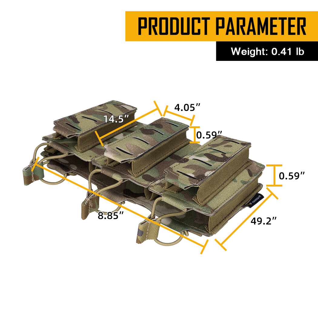 IDOGEAR Tactical LSR 9mm 556 Magazine Pouch Triple Mag Pouch MOLLE ...