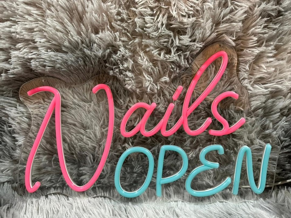 Nail sign Nail neon sign Nails Open Neon Sign for Salon Led sign ...