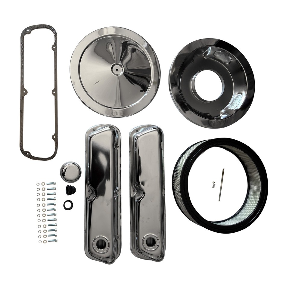 SB Ford Chrome Engine Dress Up Kit Valve Covers 14" Air Cleaner SBF 289 ...