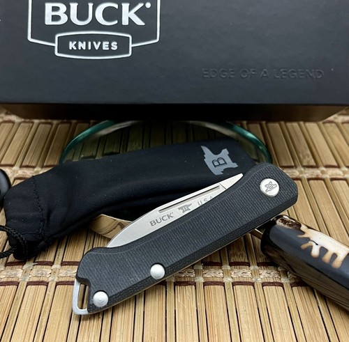 Buck 250 USA Saunter Slipjoint 154-CM Satin Black Micarta Folding Knife ...