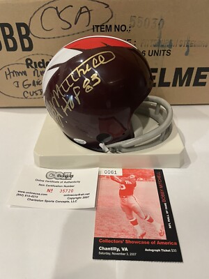 Bobby Mitchell signed Redskins 2-Bar Riddell Mini Helmet Autograph w ...