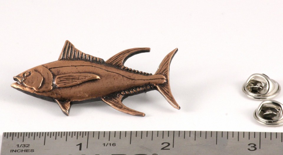 Pewter Yellowfin Tuna Fish Lapel Pin or Refrigerator Magnet Made in the ...