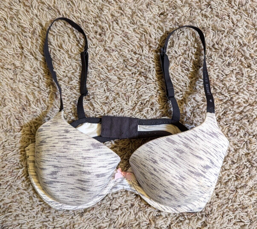 Victoria's Secret womens 36C Clip Lined Demi Bra White & Gray Striped ...