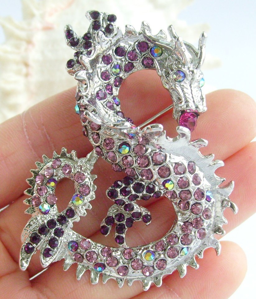 2.36" Unique Chinese Dragon Keychain Pendant Rhinestone Crystal KP02980 ...