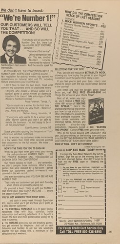 1981 Mike Warren Sports PRINT AD Football Betting - Beating The Spread ...