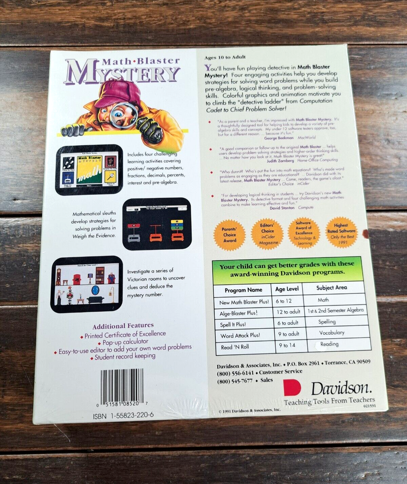 Davidson Math Blaster Mystery Learning Pre-Algebra IBM Tandy PC ...