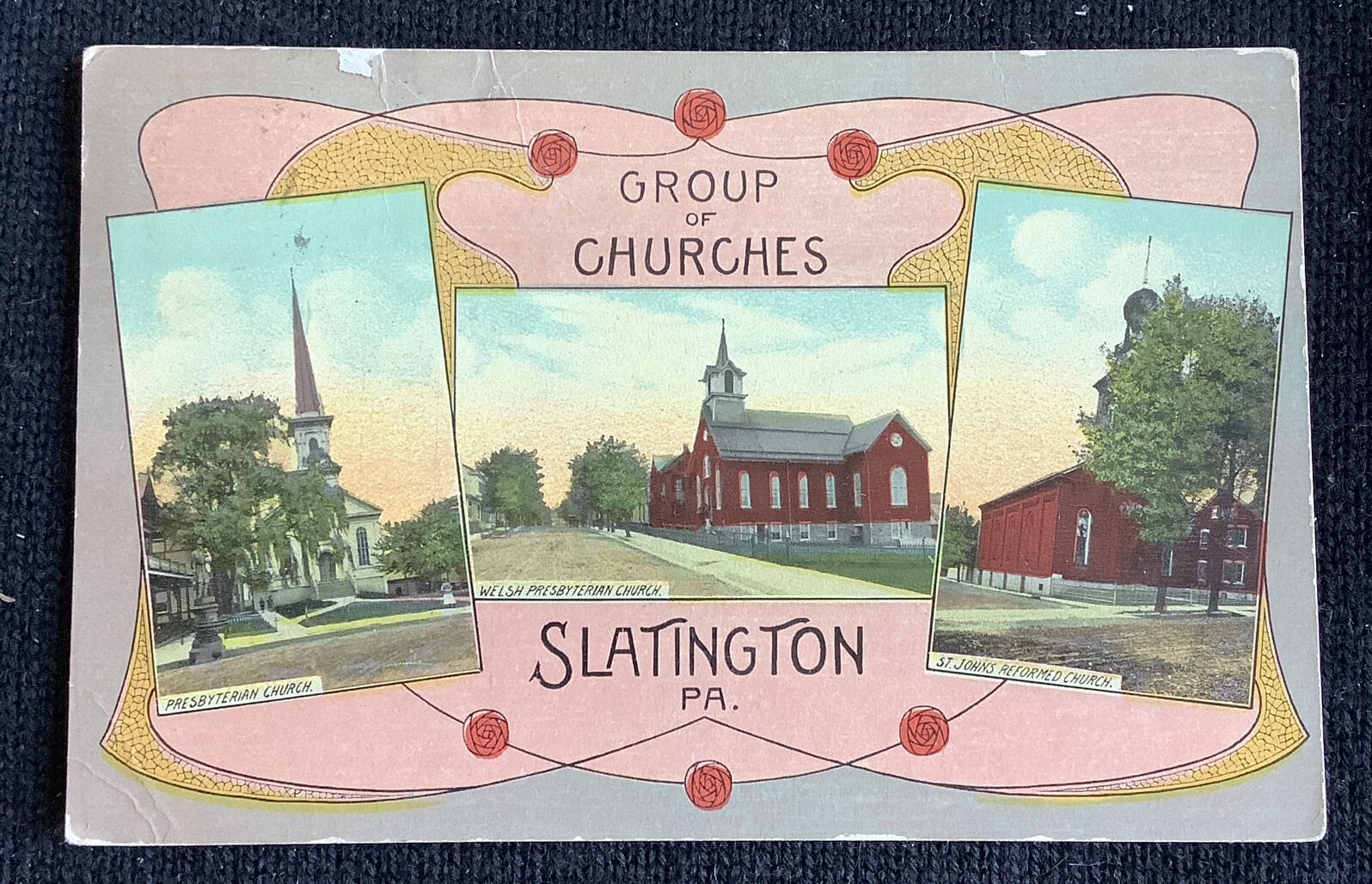 Group of churches Slatington Pennsylvania vintage postcard presbyterian ...