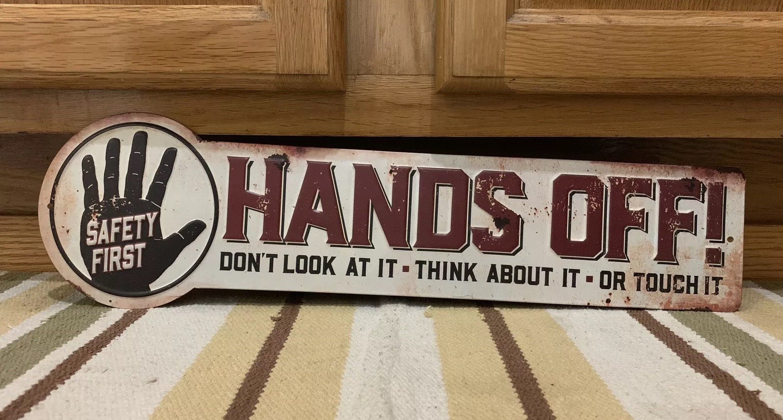 Hands Off Safety First Sign Garage Tools Office Vintage Style Don’t ...