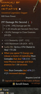 Diablo 4 S8 Season 8 Aspect of Artful Initiative Max roll | eBay