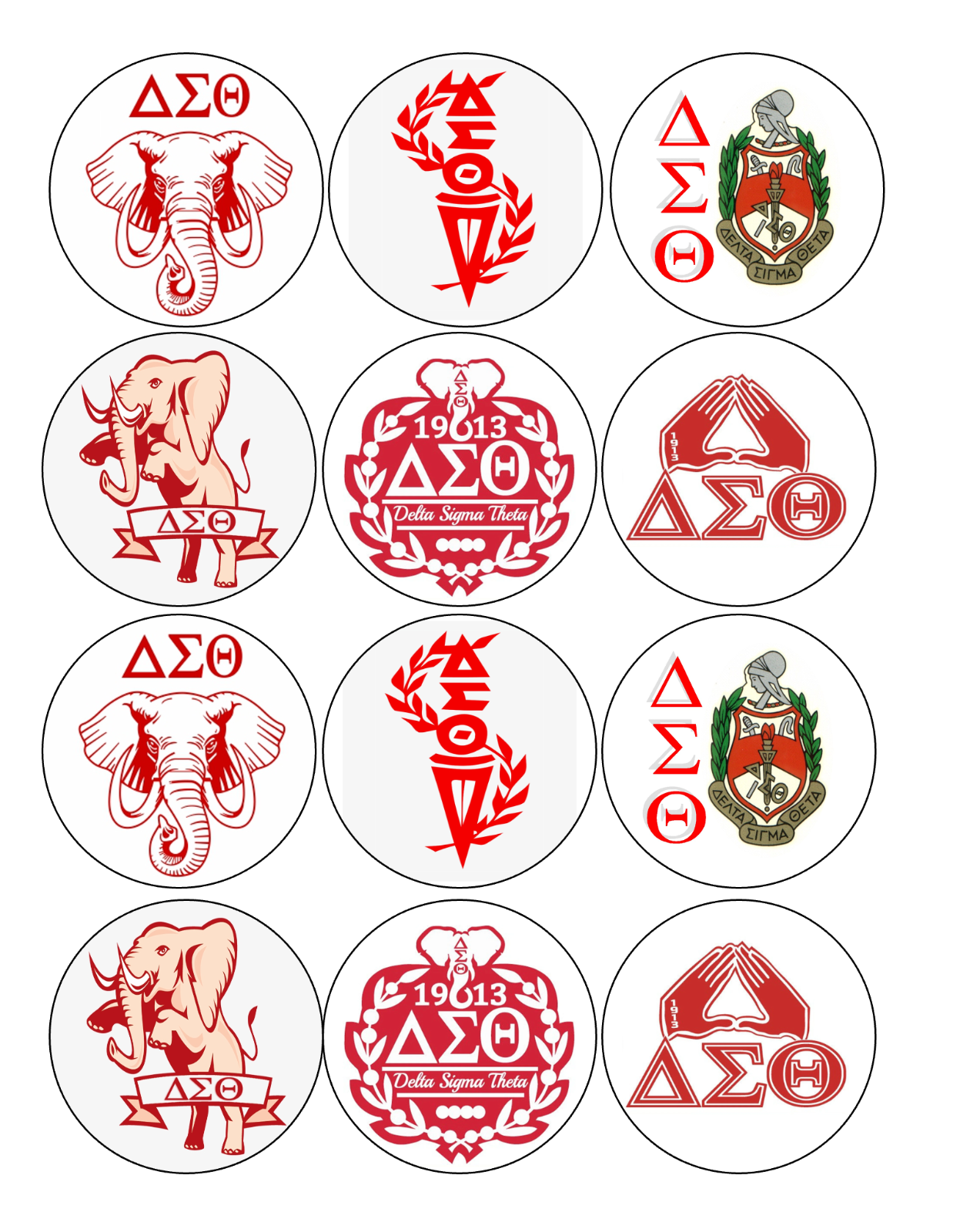 set of 12 - delta sigma theta, edible images for desserts, pre cut ...