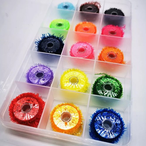 15pcs Fly Tying Material Crystal Flash Tinsel Chenille Line Thread ...