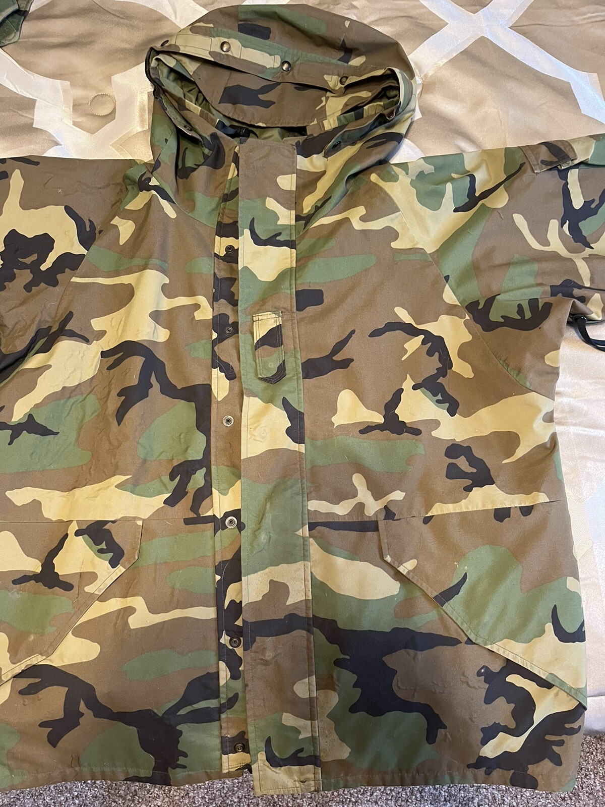 Military Issue Gore-Tex Woodland Camo Cold Weather Parka Jacket Large ...