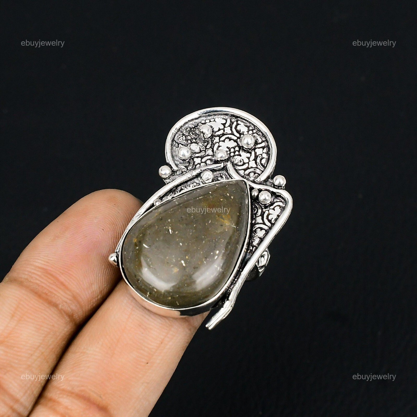 Natural Septarian Gemstone Stackable Ring Size 9 925 Sterling Silver ...