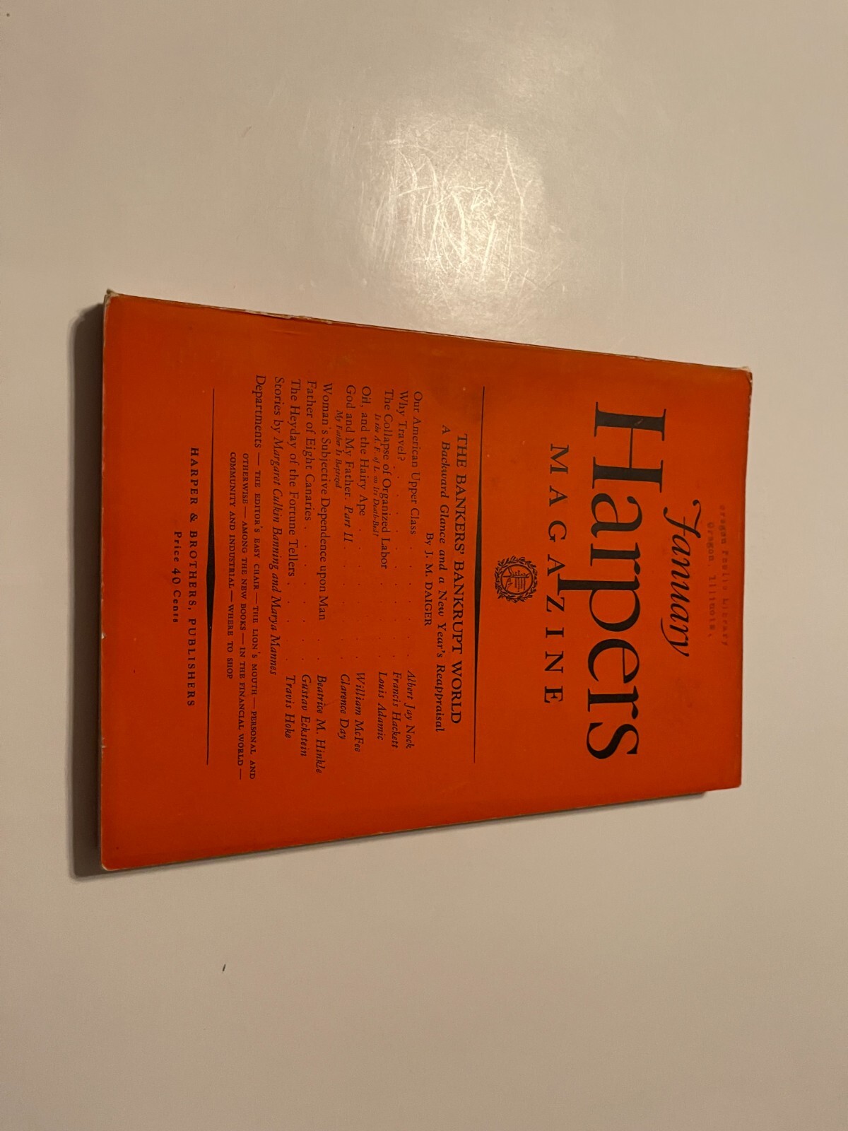 HARPER'S January 1932 Albert Jay Nock Marya Mannes Louis Adamic ...