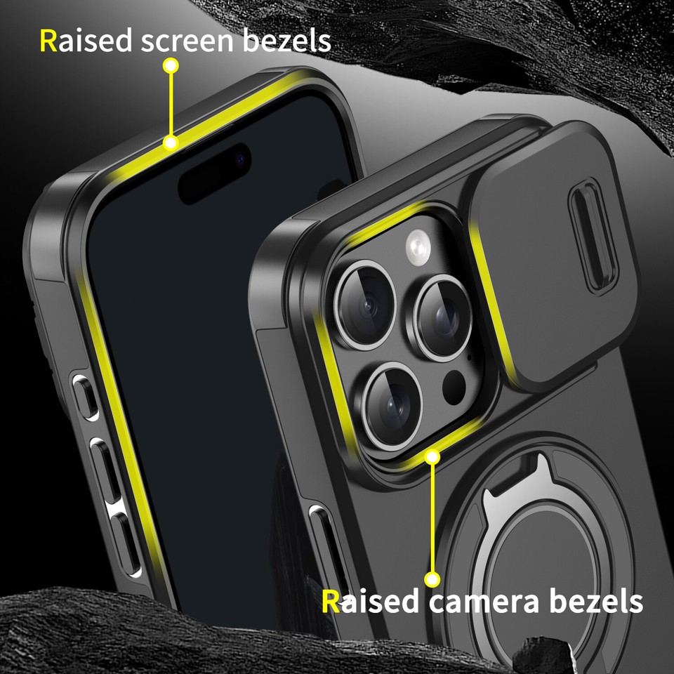 For iPhone 17 16 Pro Max 15 14 13 12 11 Rugged Magnetic Case w Ring ...