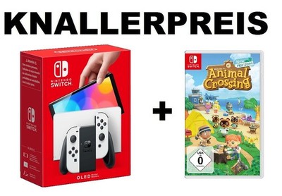 Nintendo Switch OLED Modell weiß + Animal Crossing: New Horizons - NEU ...