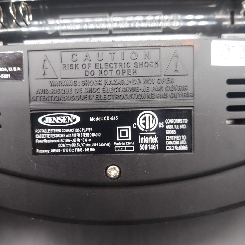 Jensen CD-545 Portable Stereo CD Cassette Recorder AM/FM Radio Tested ...